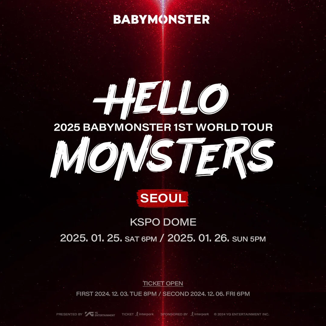 BABYMONSTER - 2025 BABYMONSTER 1st World Tour: HELLO MONSTERS in Seoul (Announcement Poster ...