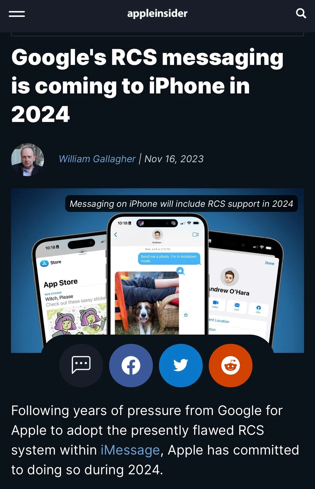 RCS coming to iPhones in 2024 | Scrolller