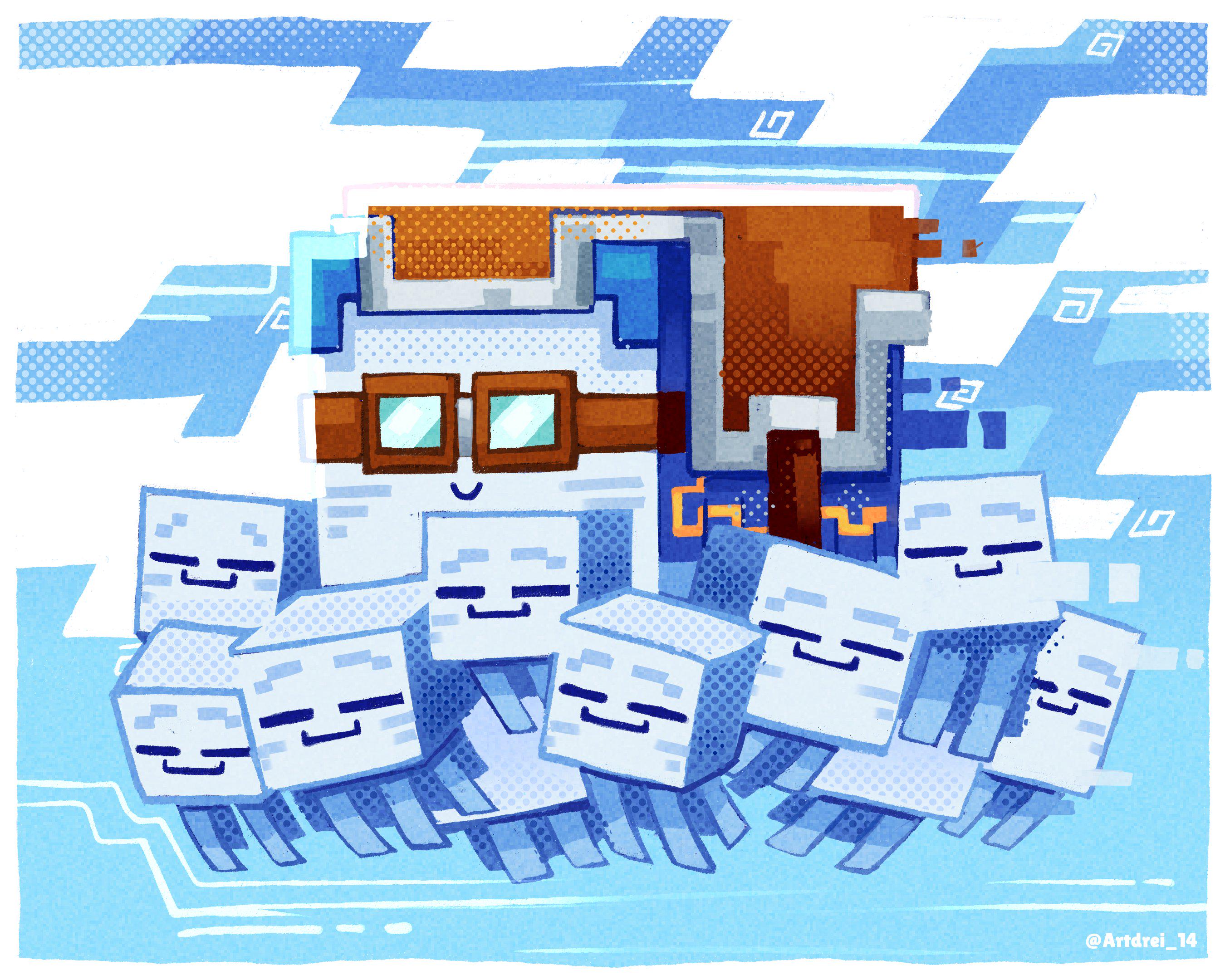 Quick draw of the new happy ghast! Now one with the clouds | Scrolller