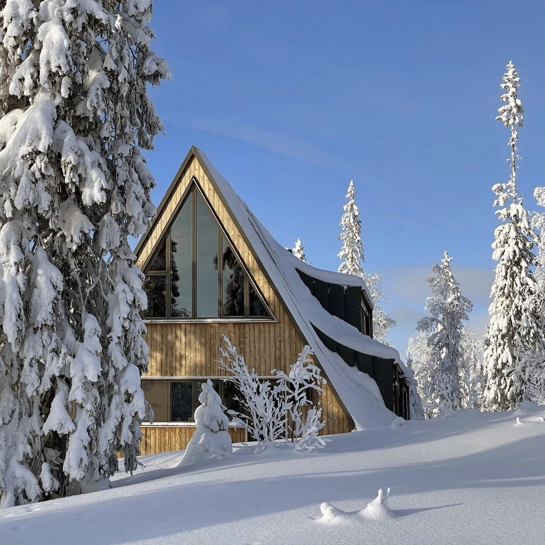 A Swedish A-frame cabin in Edsasdalen, northern Sweden. Designed by Mans Tham, Architect. Photo ...