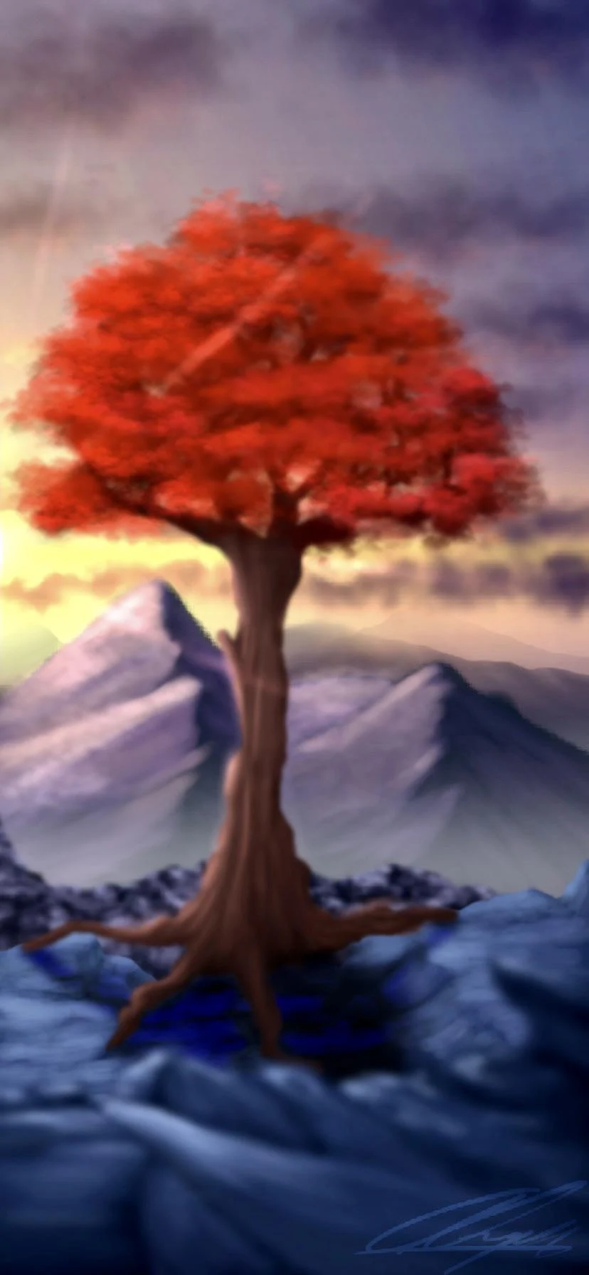 Shining red oak, angelicarts (me), digital procreate, 2023 | Scrolller