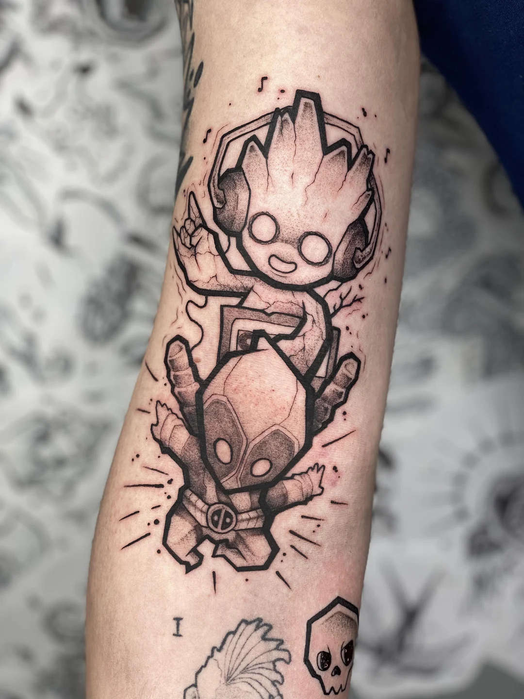 TATTOO of Baby groot x Baby deadpool done by me! Feedback appreciated! | Scrolller