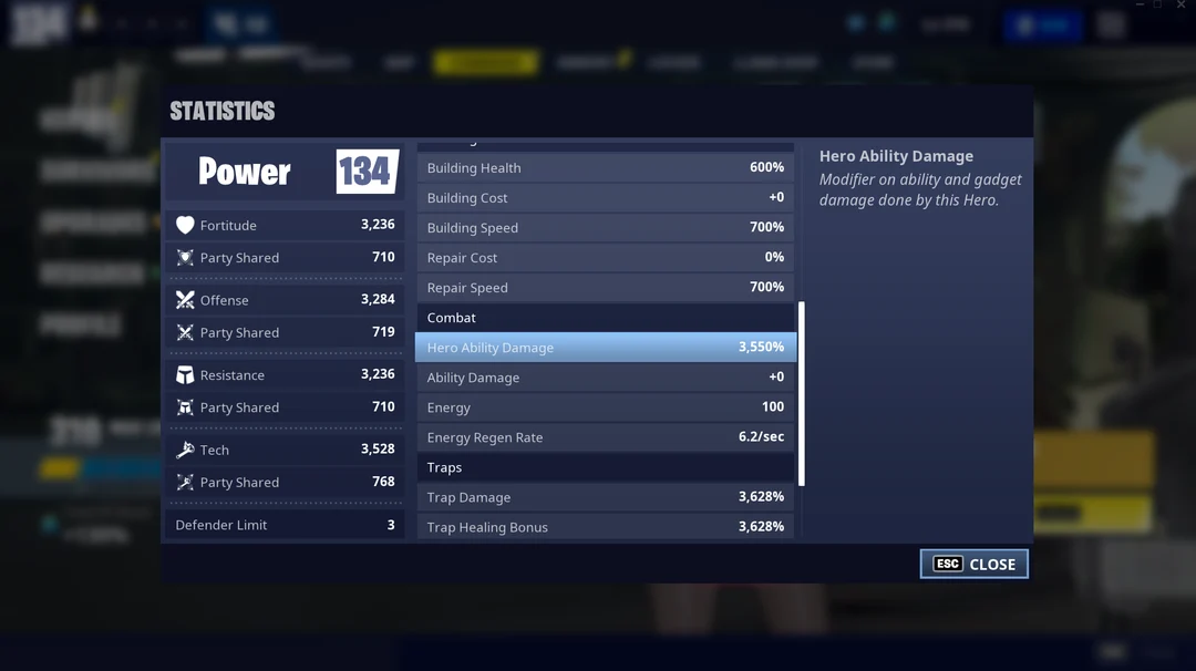 Max Hero ability damage is 3550%, which can only be doable Super charging a team of ninjas ...