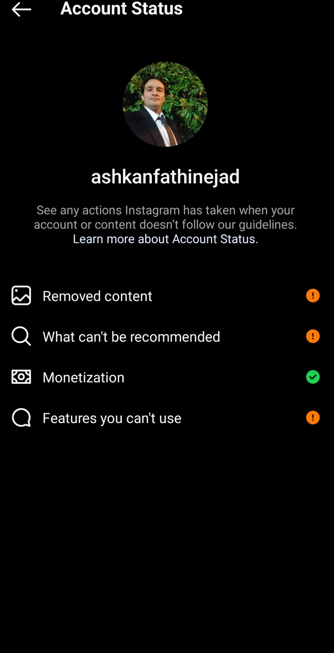 Instagram account status | Scrolller