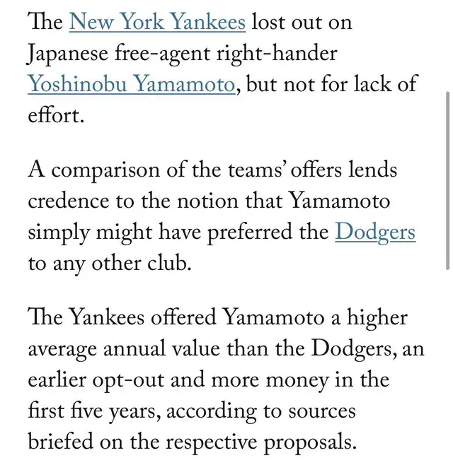 Yamamoto turned down a more lucrative contract from the Yankees | Scrolller