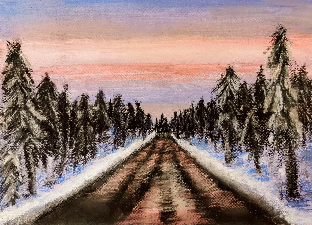 Winter Forest, acrylic and soft pastel drawing [OC] [OS] | Scrolller