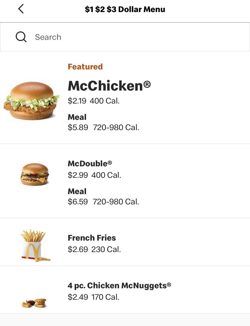 The “$1 $2 $3 Dollar Menu” from McDonald’s doesn’t have anything under $2 | Scrolller
