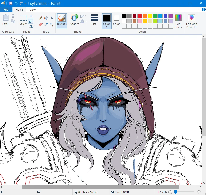 Rough sketch Sylvanas Windrunner on MS Paint | Scrolller