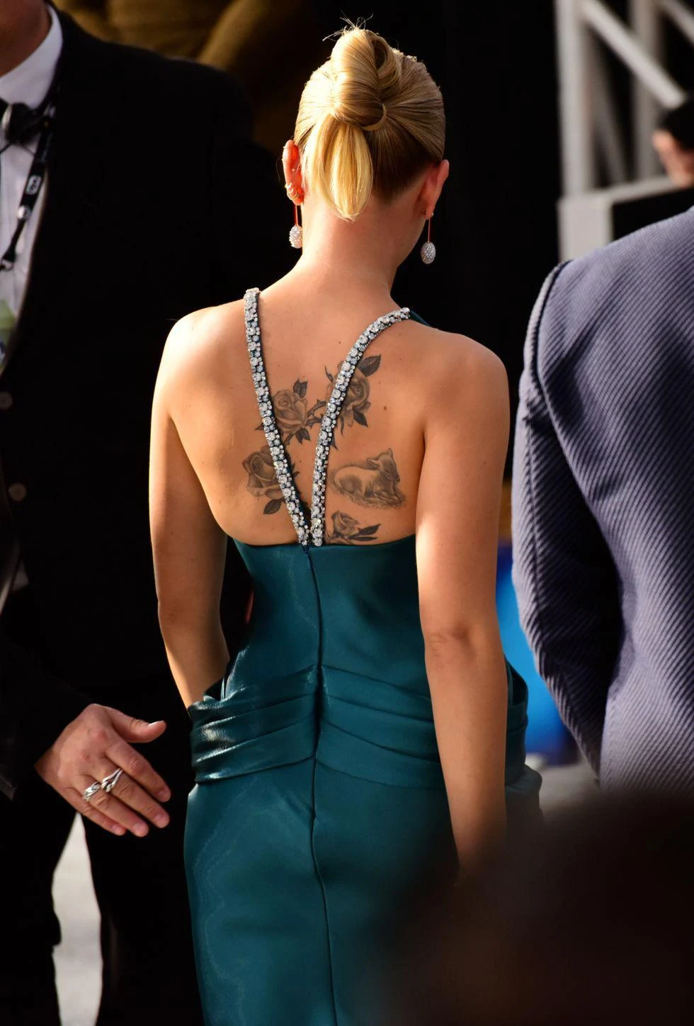 Showing off back tattoo at the 2020 SAG awards | Scrolller