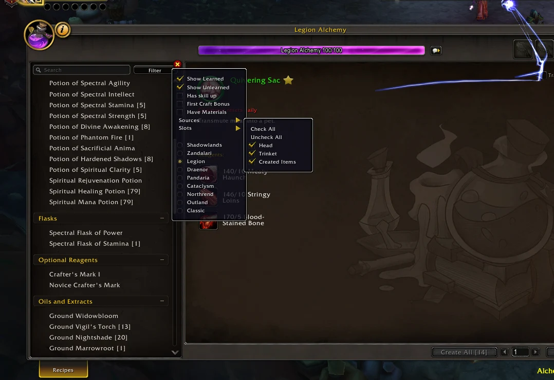 Learned two new Legion alchemy recipes, and now I can't access the Legion alchemy tab | Scrolller