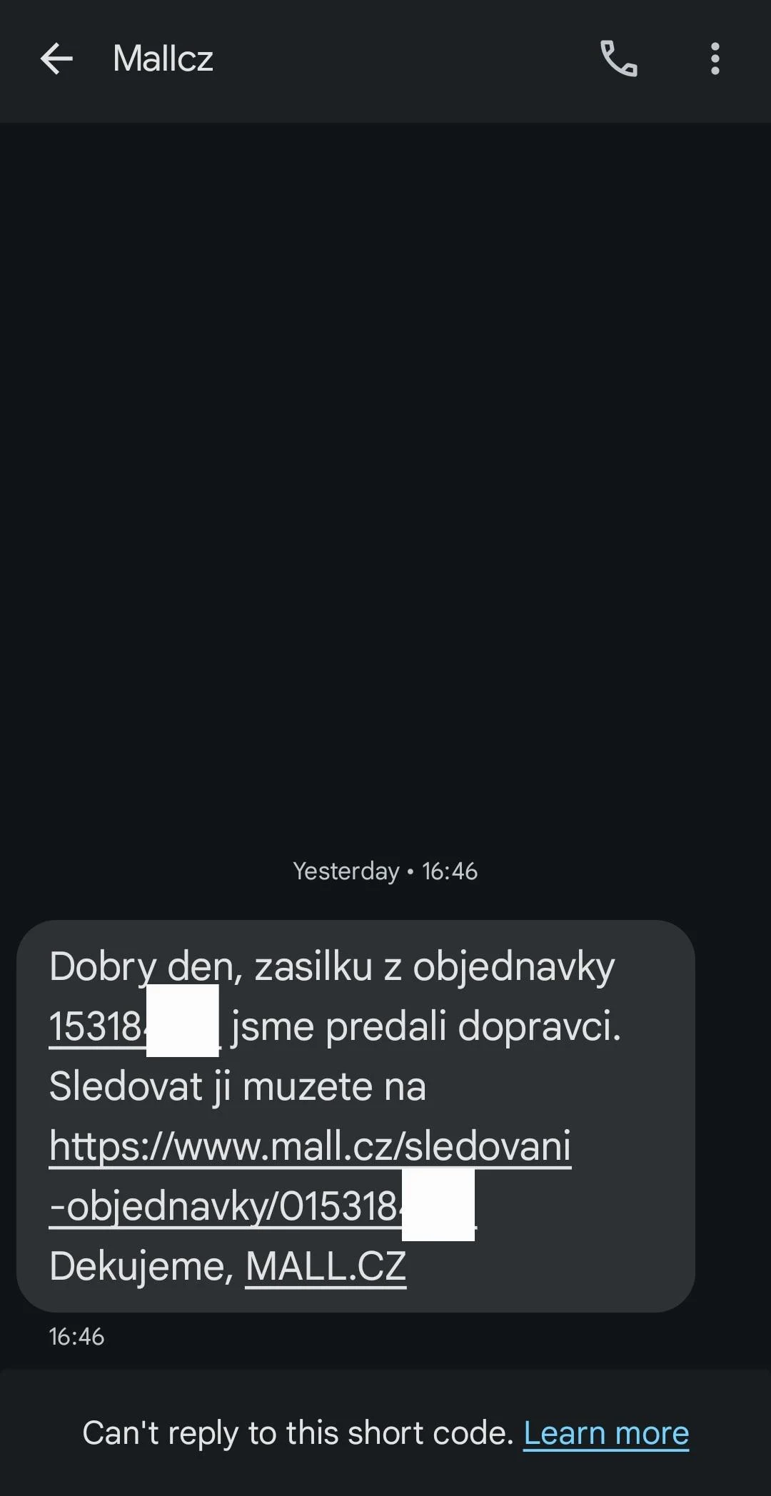 Don't have a Mall.cz account but got this text. Real or scam? | Scrolller
