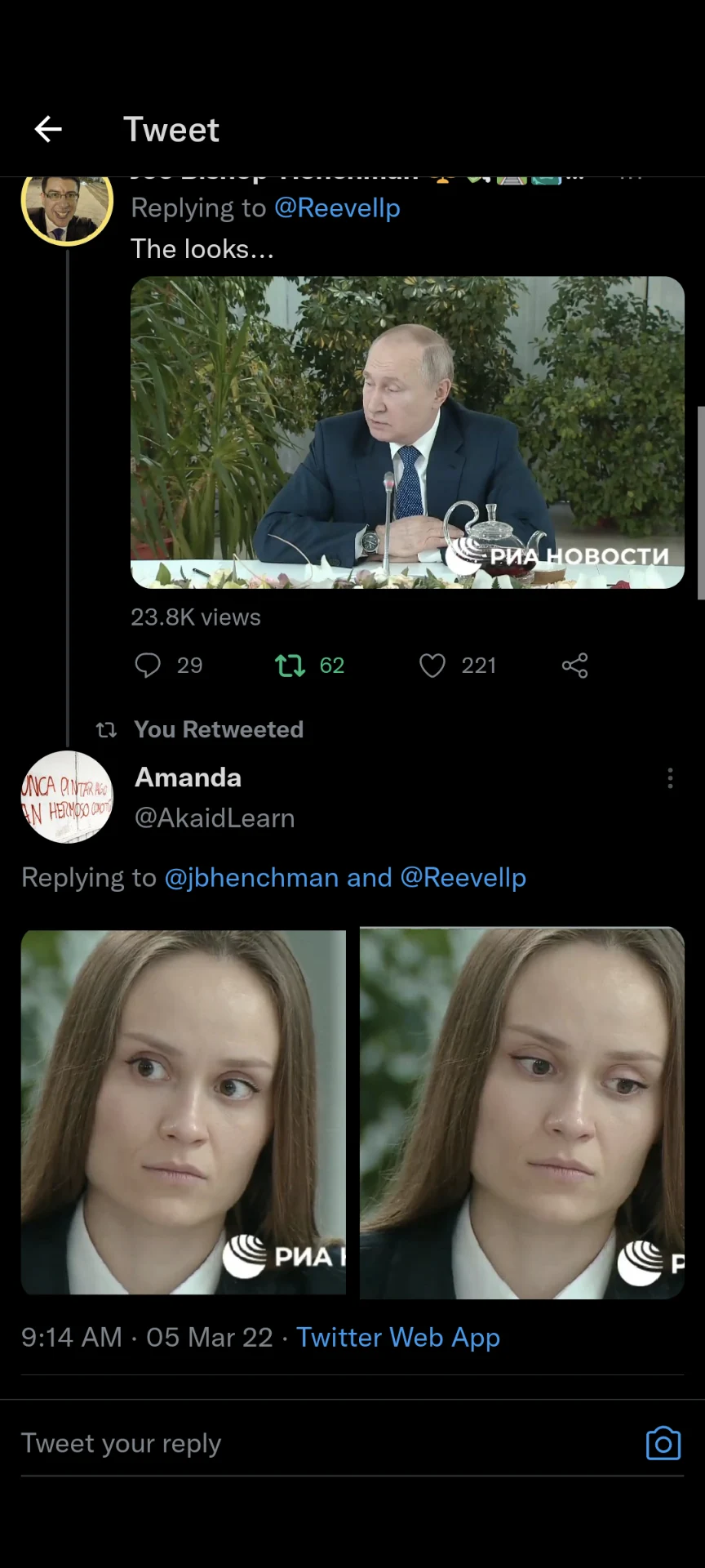 Putin recently came out to give a speech on what's happening in his country, This was pretty ...