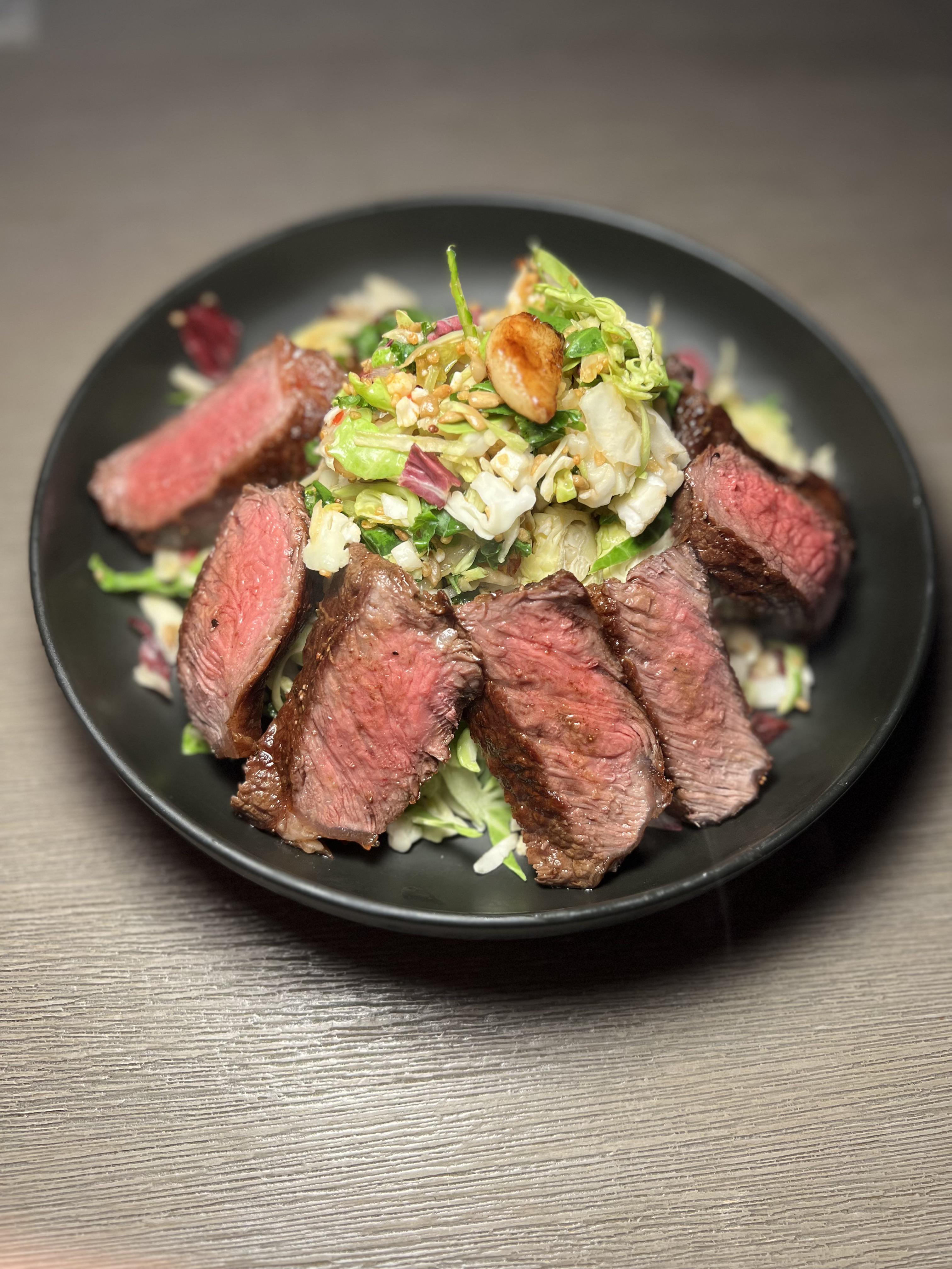 [homemade] ny strip over a bag Salad | Scrolller