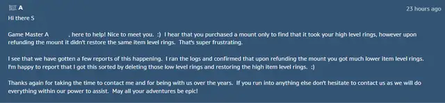 Even though I'm negative about Blizzard lately, I do really appreciate Blizzard's super friendly GMs