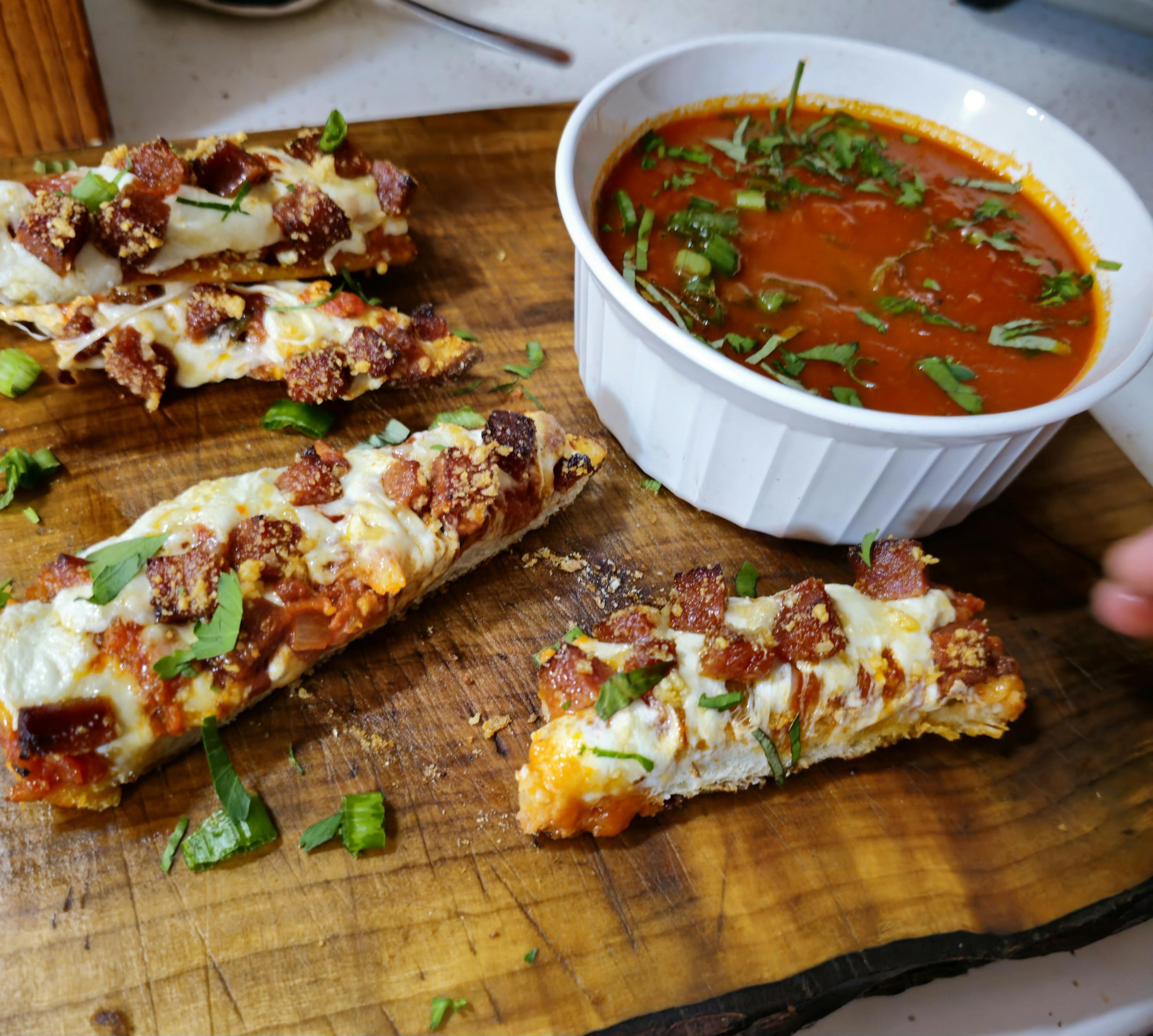[Homemade] Pepperoni French Bread Pizza & Tomato Soup | Scrolller