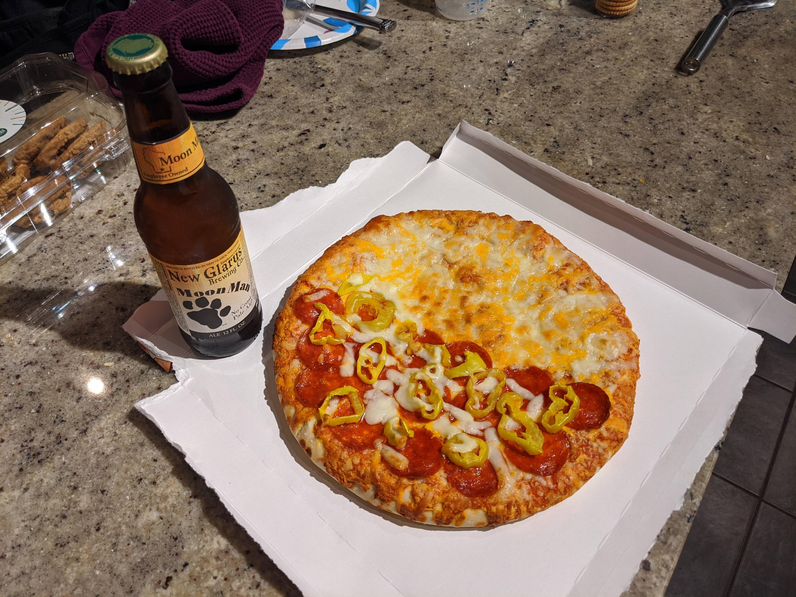 DiGiorno stuffed crust plus extra toppings with a Wisconsin Moon Man ...