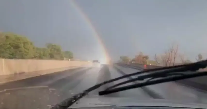 Driving through a double rainbow | Scrolller