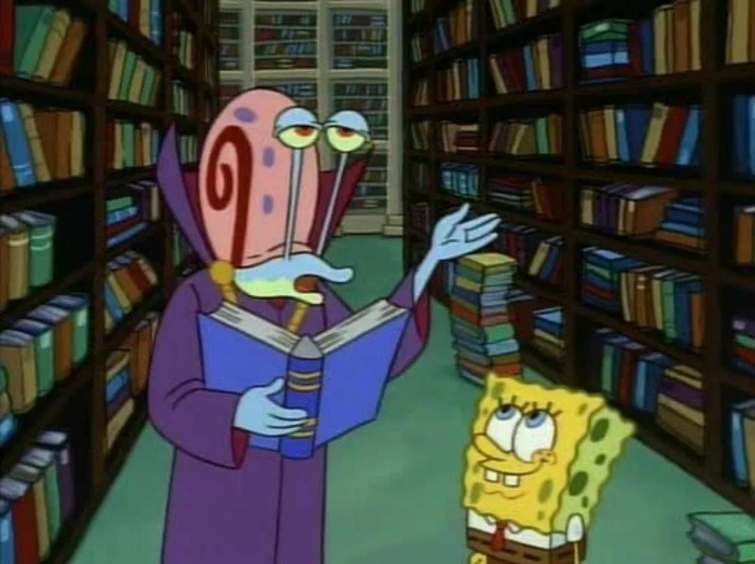 An earlier SpongeBob episode featuring a library. Gary is a librarian! | Scrolller
