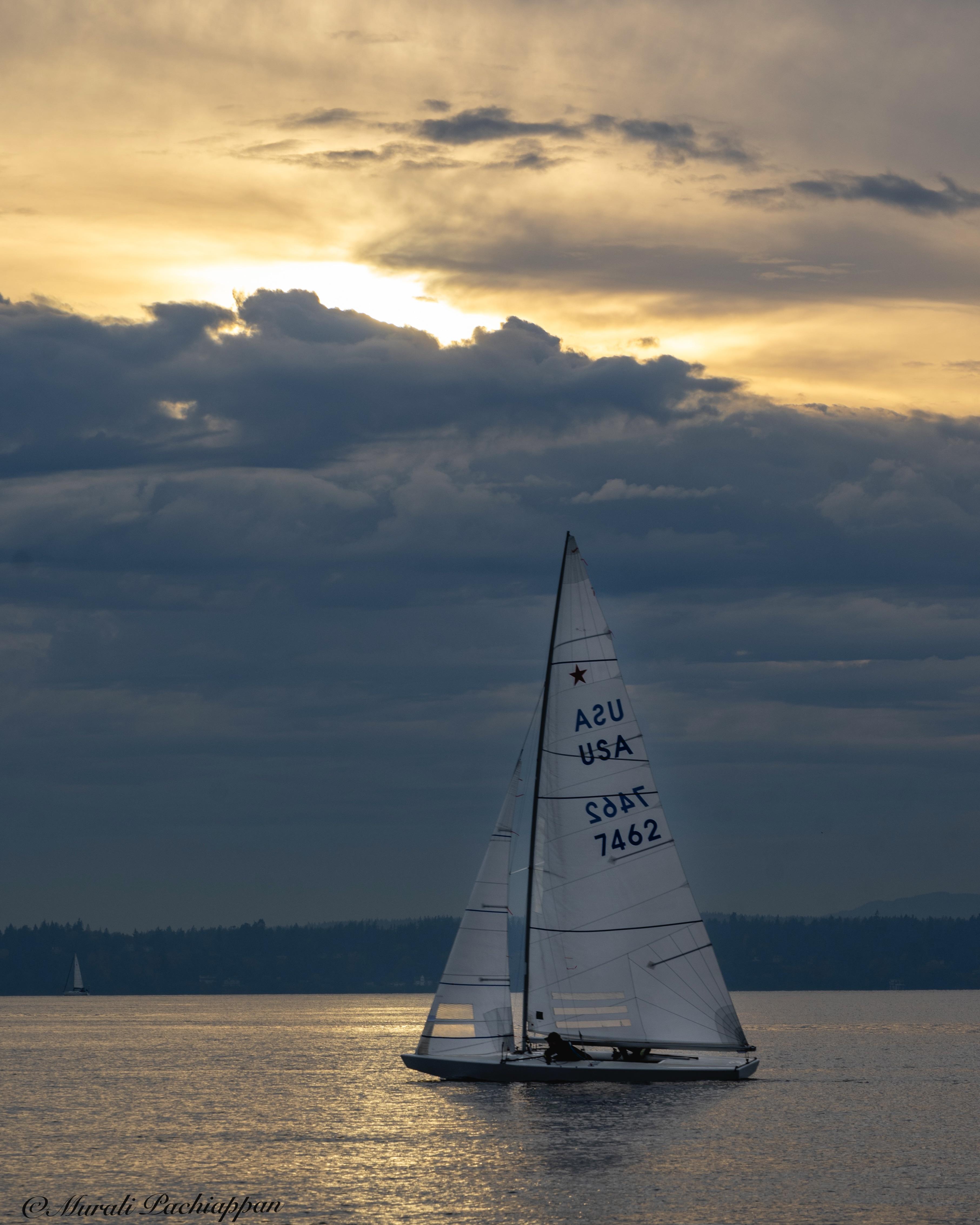 On a sunset at Golden Garden Beach, Seattle | Scrolller