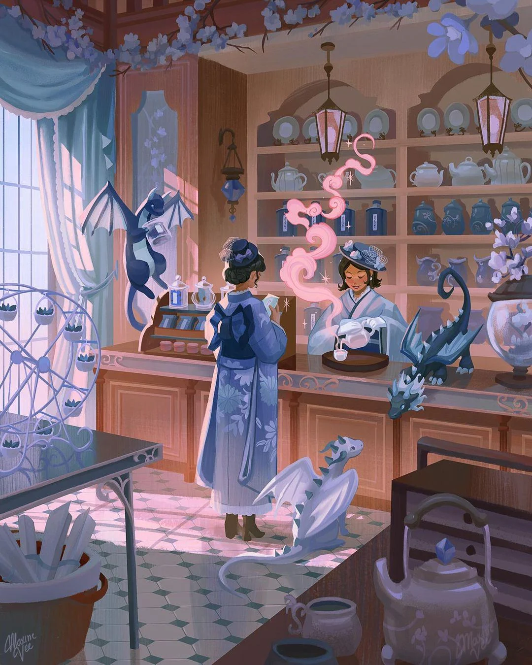 Dragon Tea Shop by artist Maxine Vee (artofmaxinevee) | Scrolller