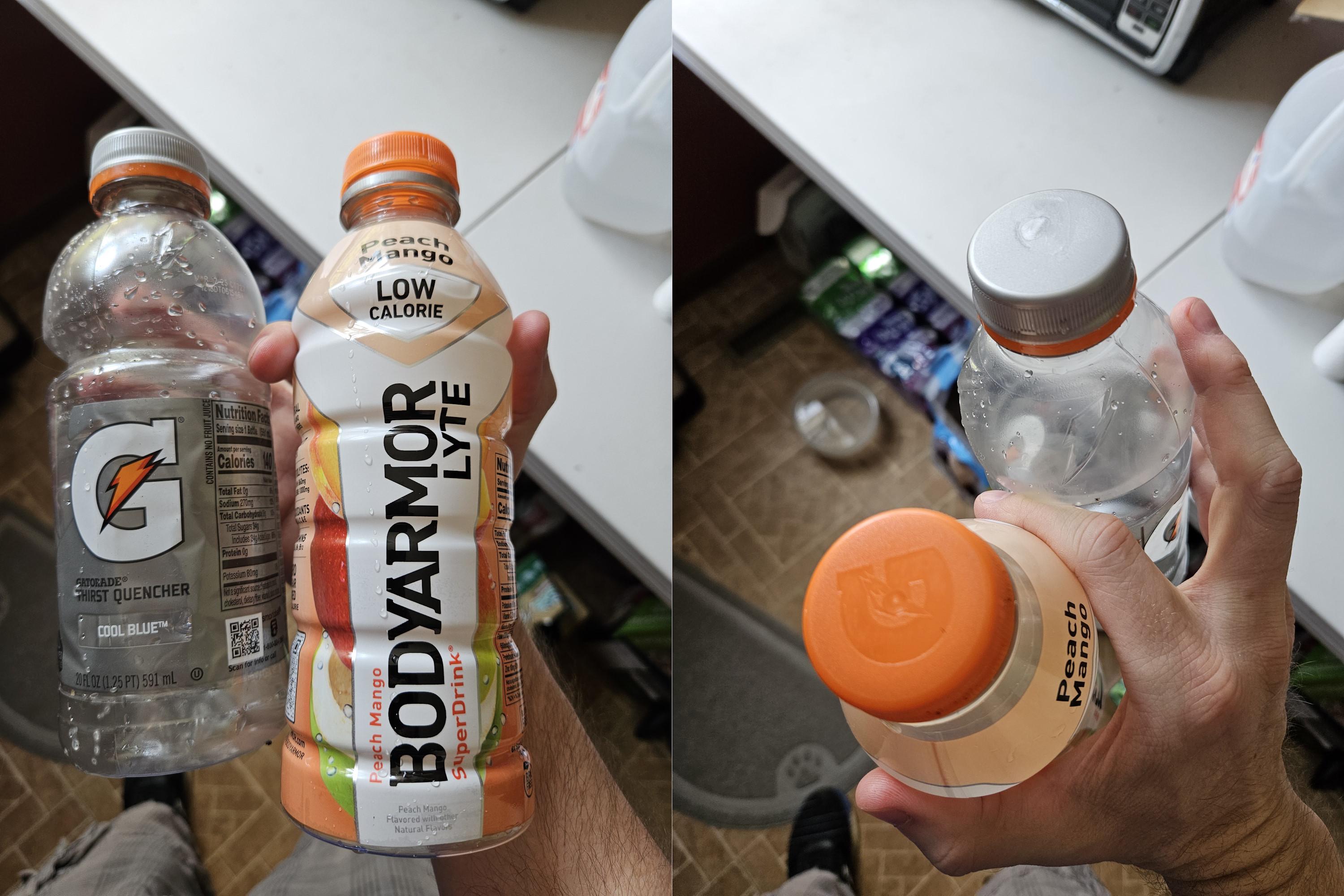 These accidentally swapped caps better match the labels' colors of the opposite bottles | Scrolller