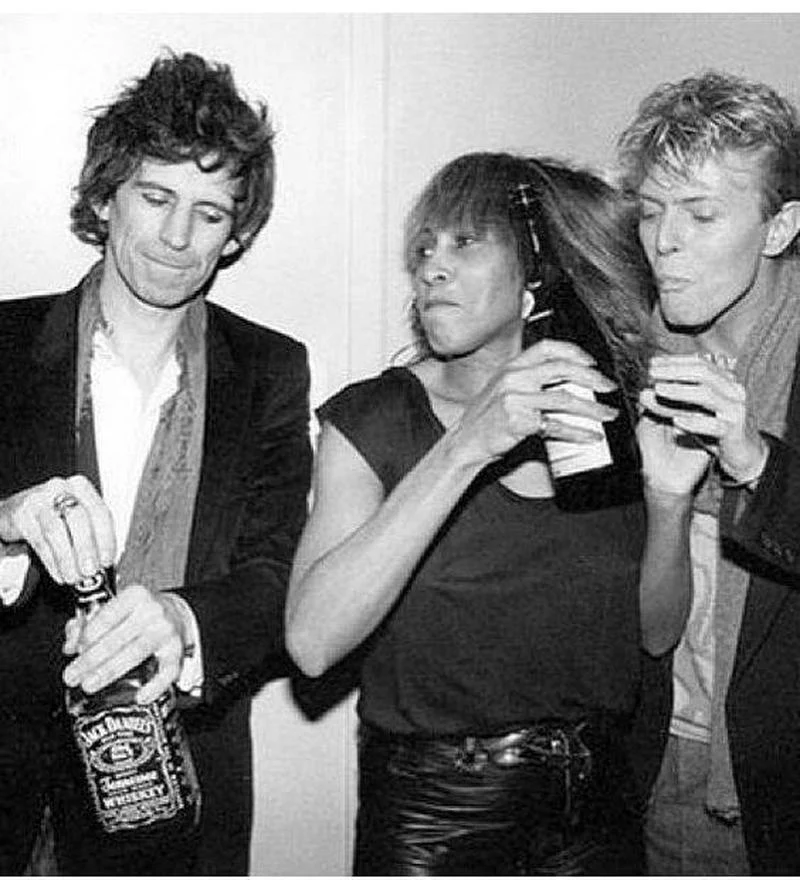 Keith Richards, Tina Turner and David Bowie, circa 1983 Bob Gruen (American). | Scrolller