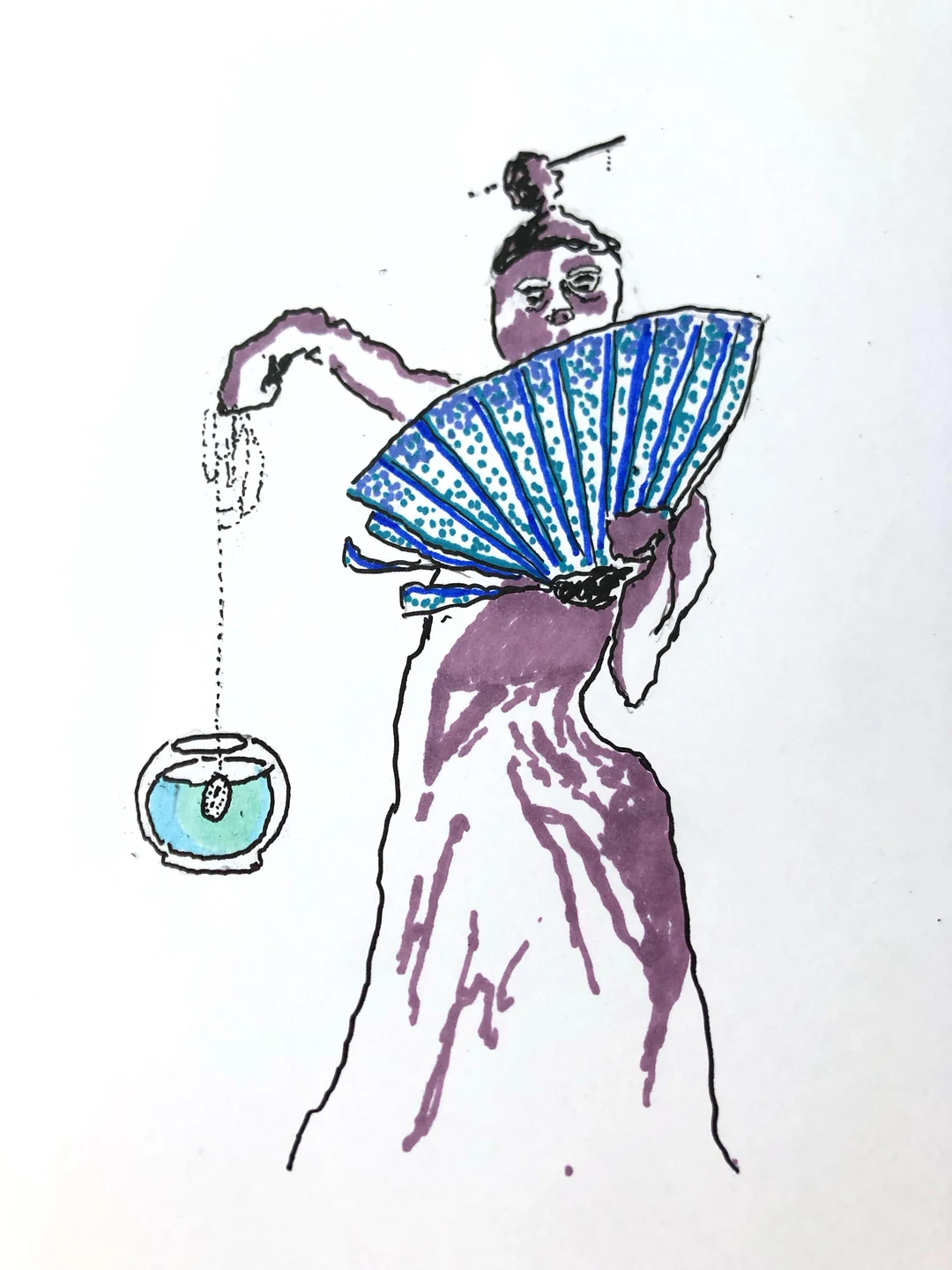 drawing - fishbowl, klepto, sharpie and inkpen, 2023 | Scrolller