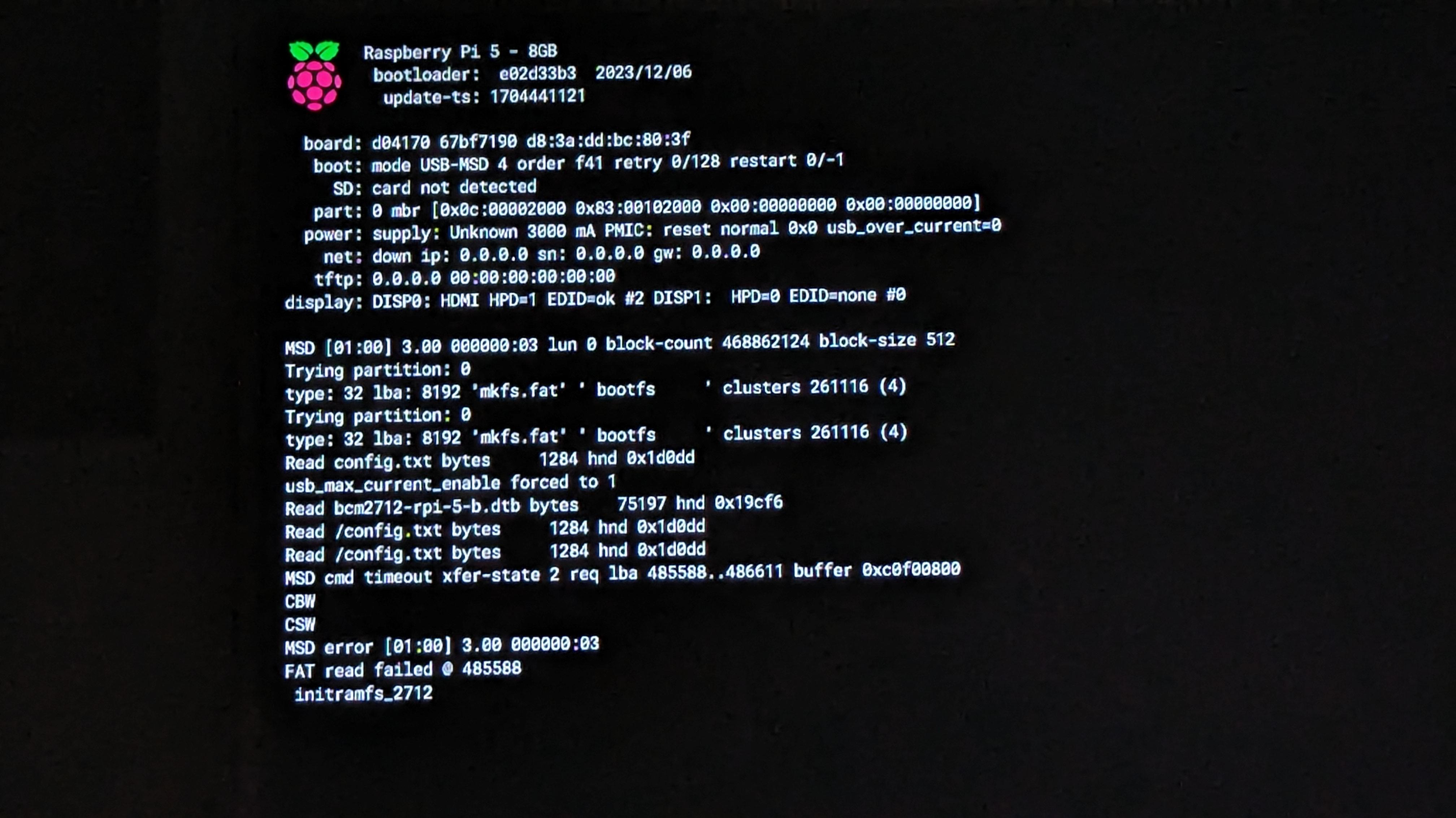 R Pi 5 hangs at reboot for initramfs_2712 | Scrolller