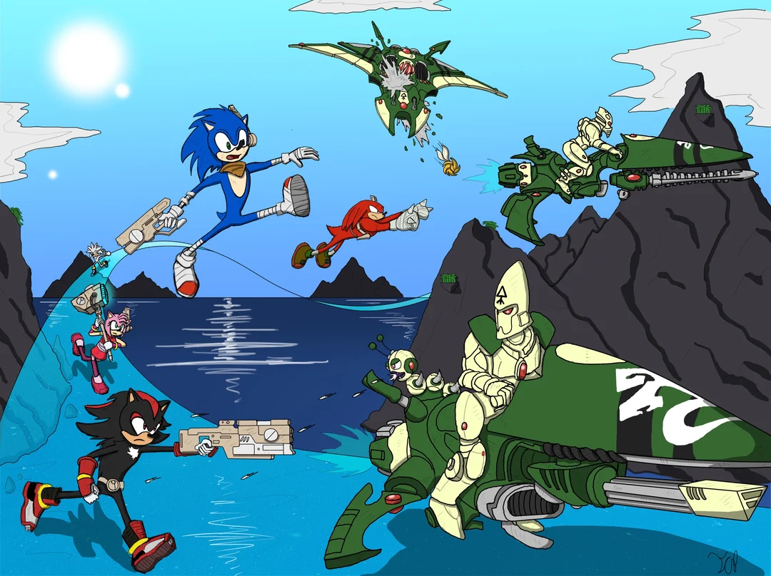 Sonic Heroes versus the Aeldari (commission) | Scrolller