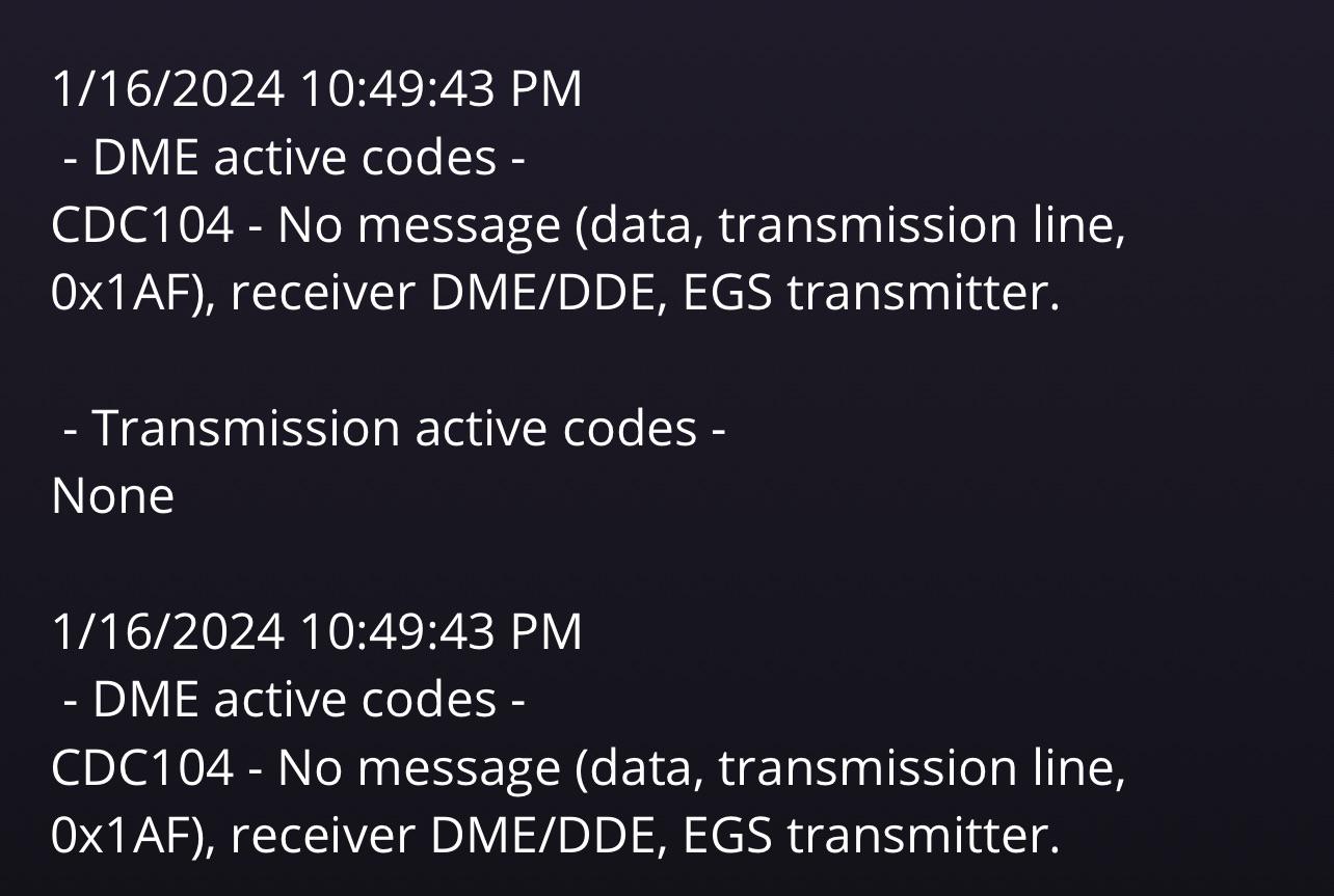 Lost power steering, ABS as well as all displays. Shortly after, I read all codes. This was the ...