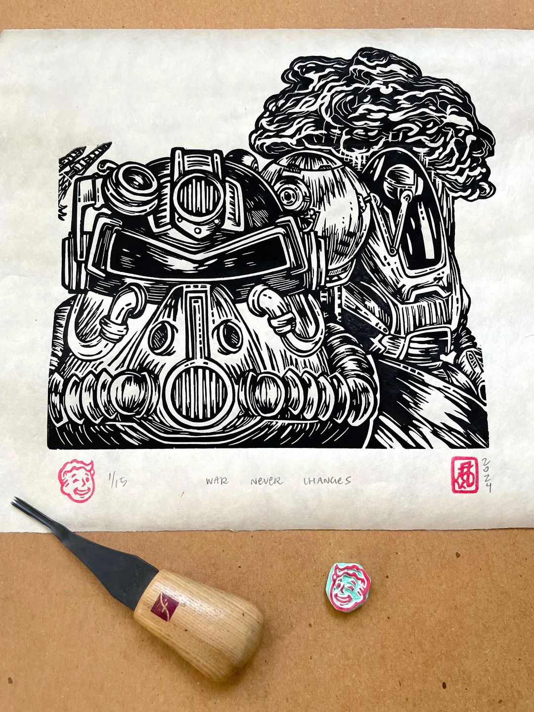 War Never Changes Linocut Print by Andiius 😉👍 | Scrolller