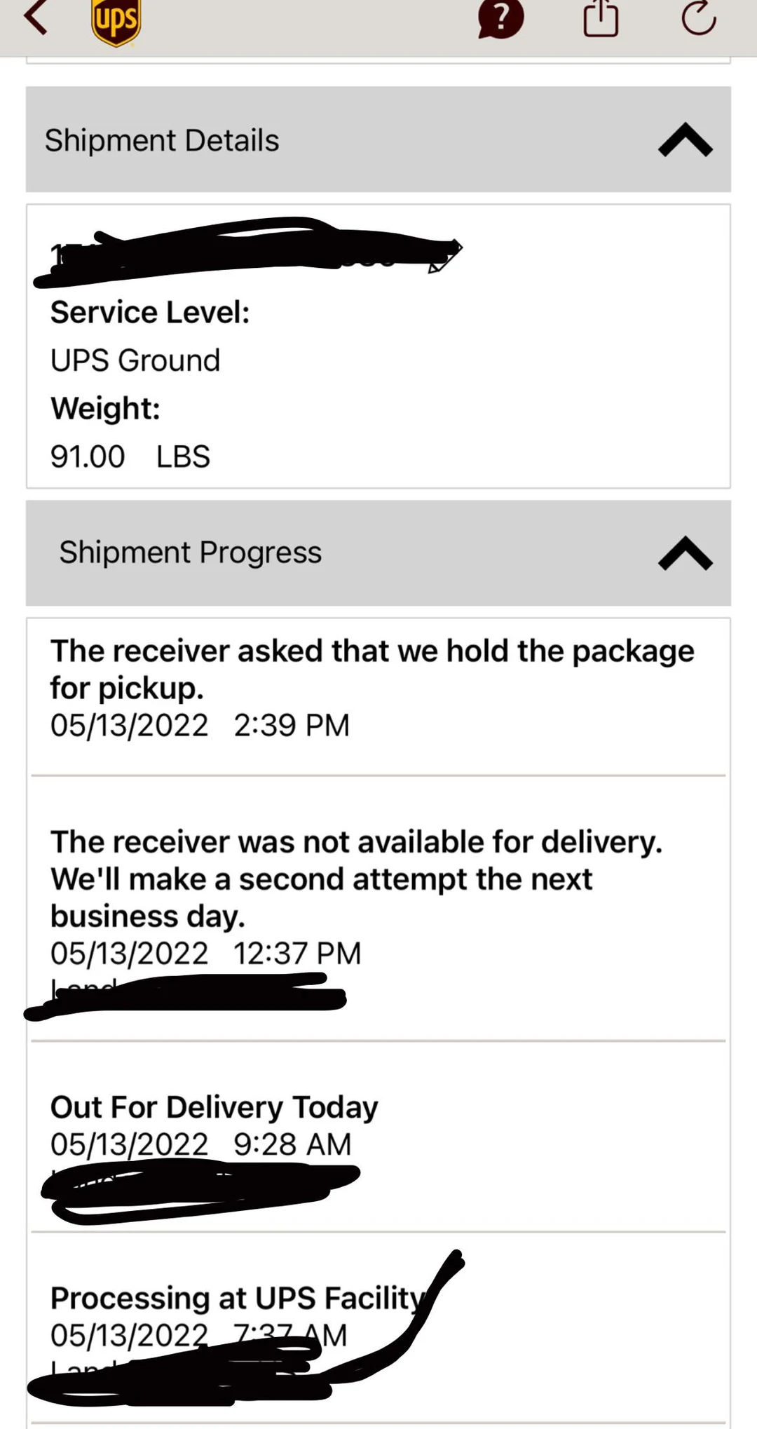 “Receiver asked that we hold package for pickup” not saying where my package is for pick up ...