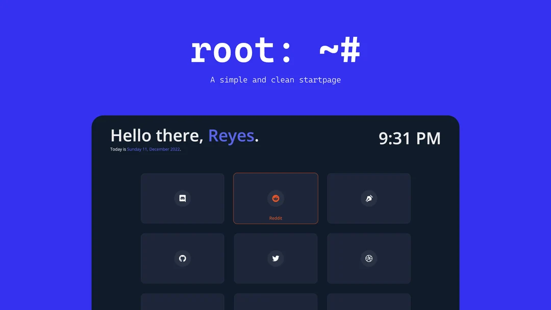 [startpage] root, a simple and clean start-page | Scrolller