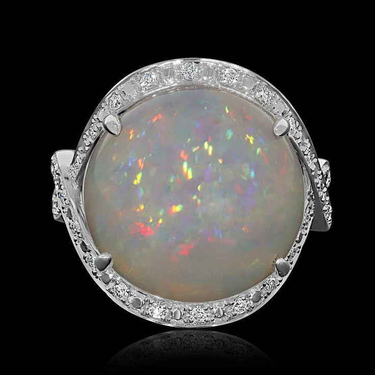 White Opal And Diamond Ring | Scrolller