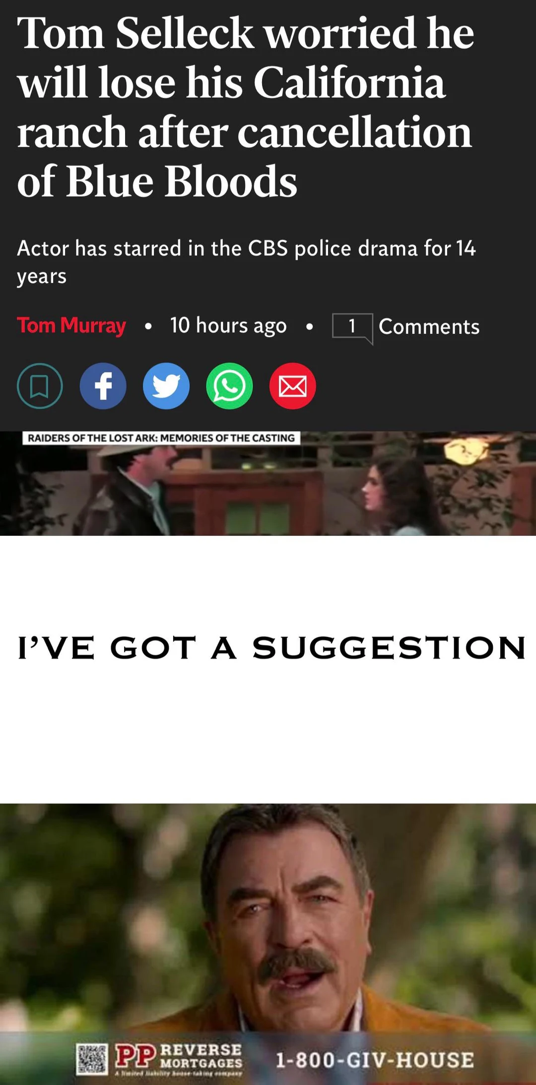 Poor Tom Selleck | Scrolller