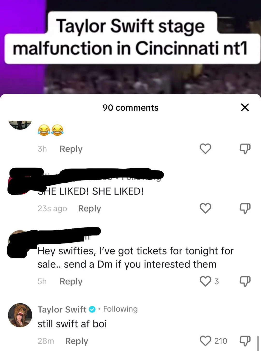 Taylor’s comment about her stage malfunction yesterday | Scrolller