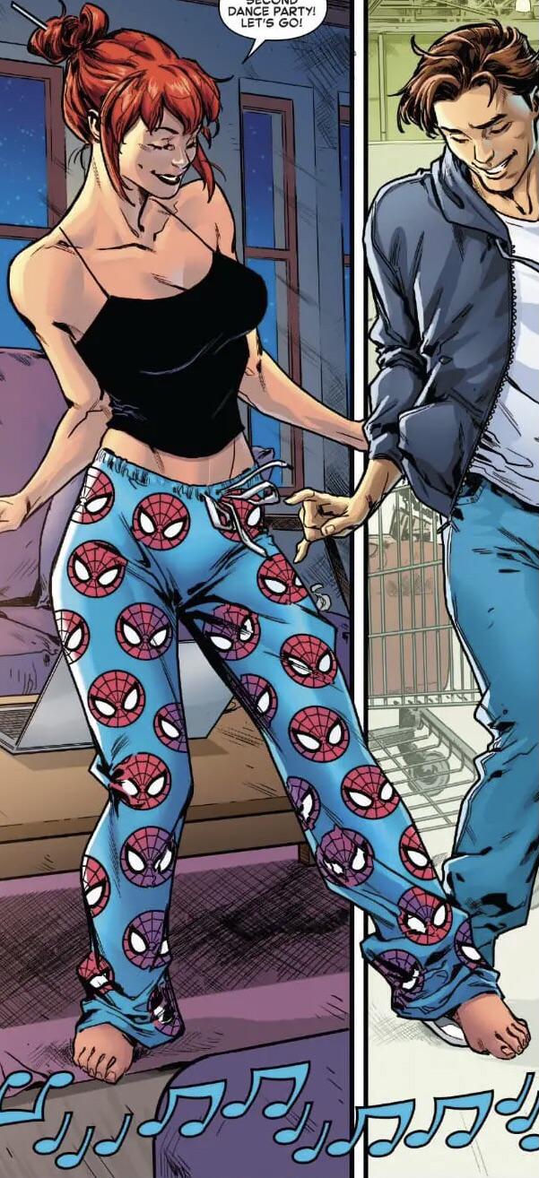 Good gf MJ wearing Spidey pyjamas to support Peter. | Scrolller