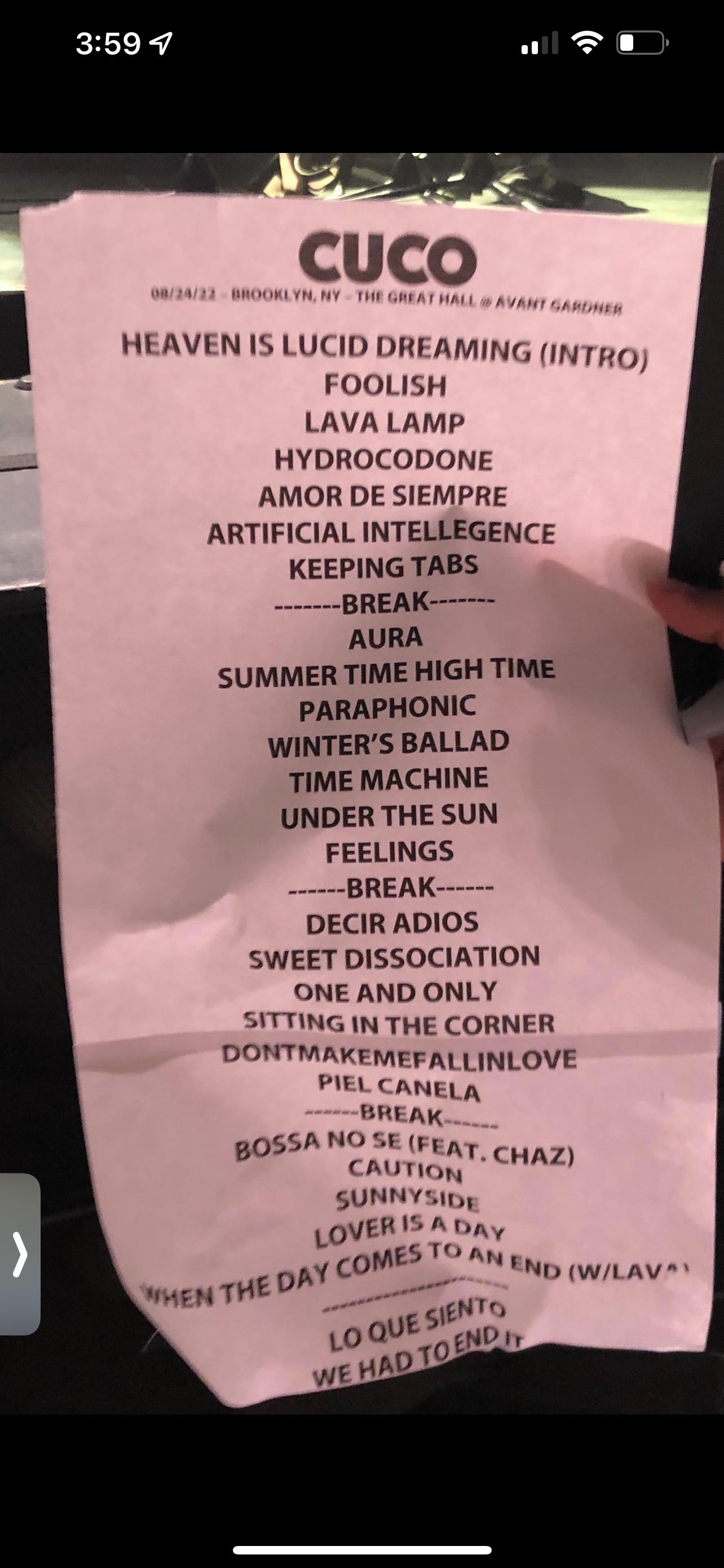 Setlist for the Fantasy Gateway Tour. | Scrolller