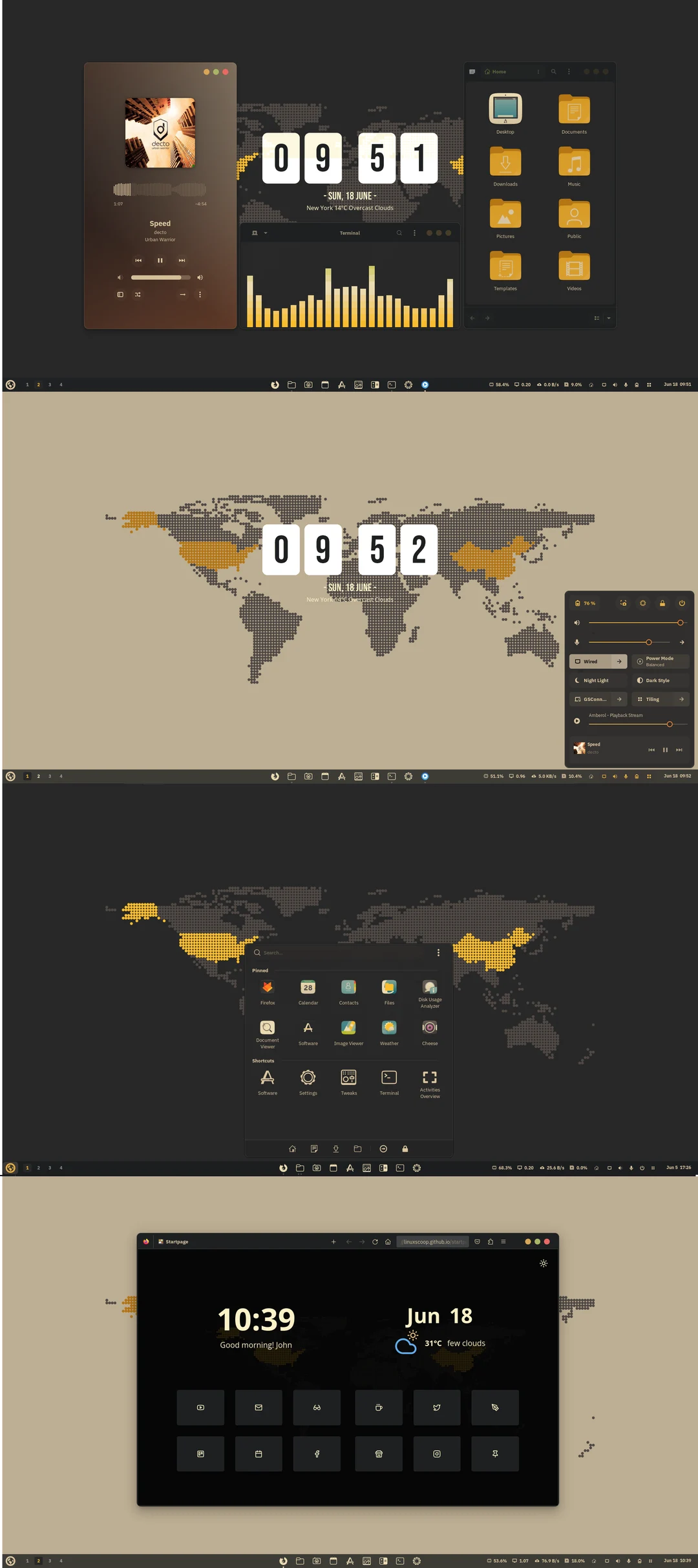 [GNOME] My desktop setup inspired by Gruvbox colorscheme and designed for ultimate productivity ...