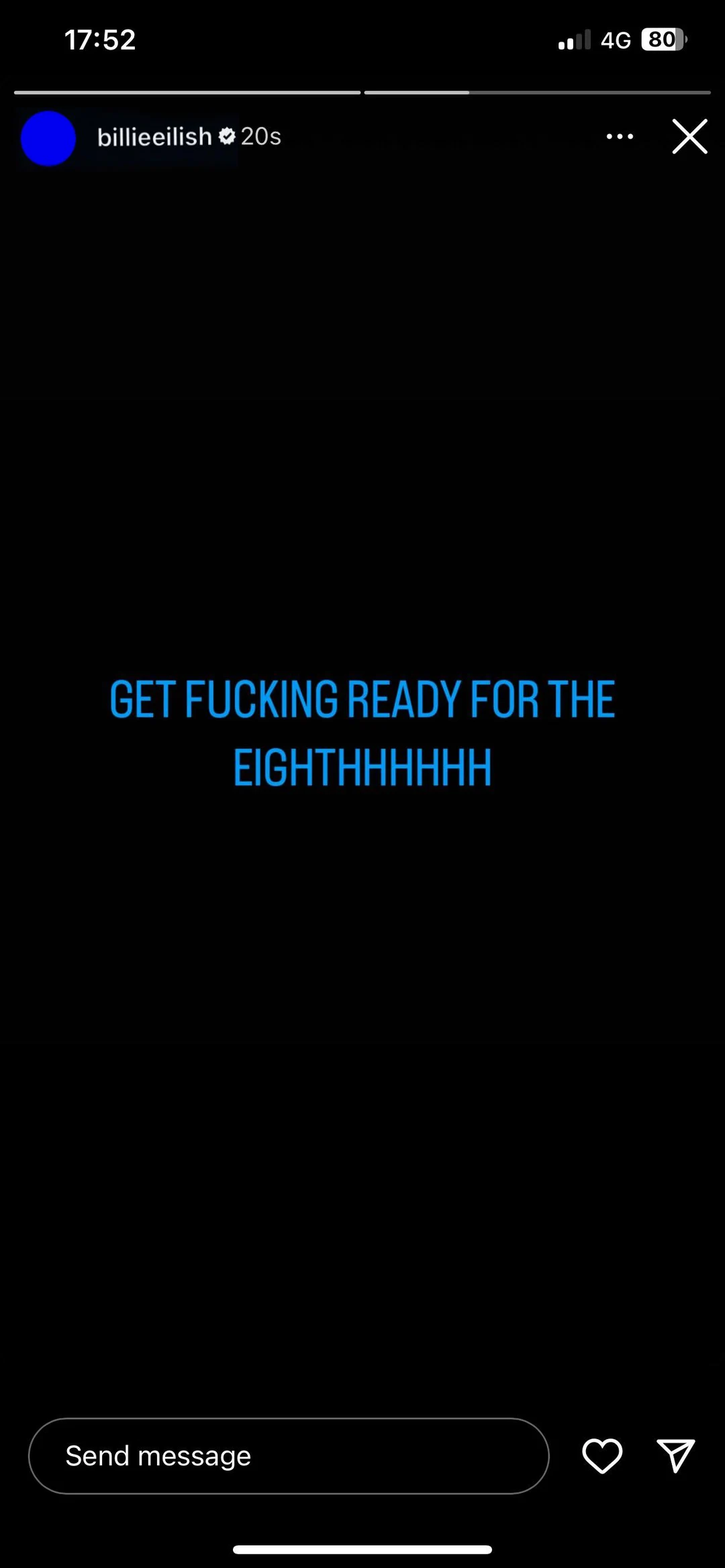 Billie via her story (now deleted) | Scrolller