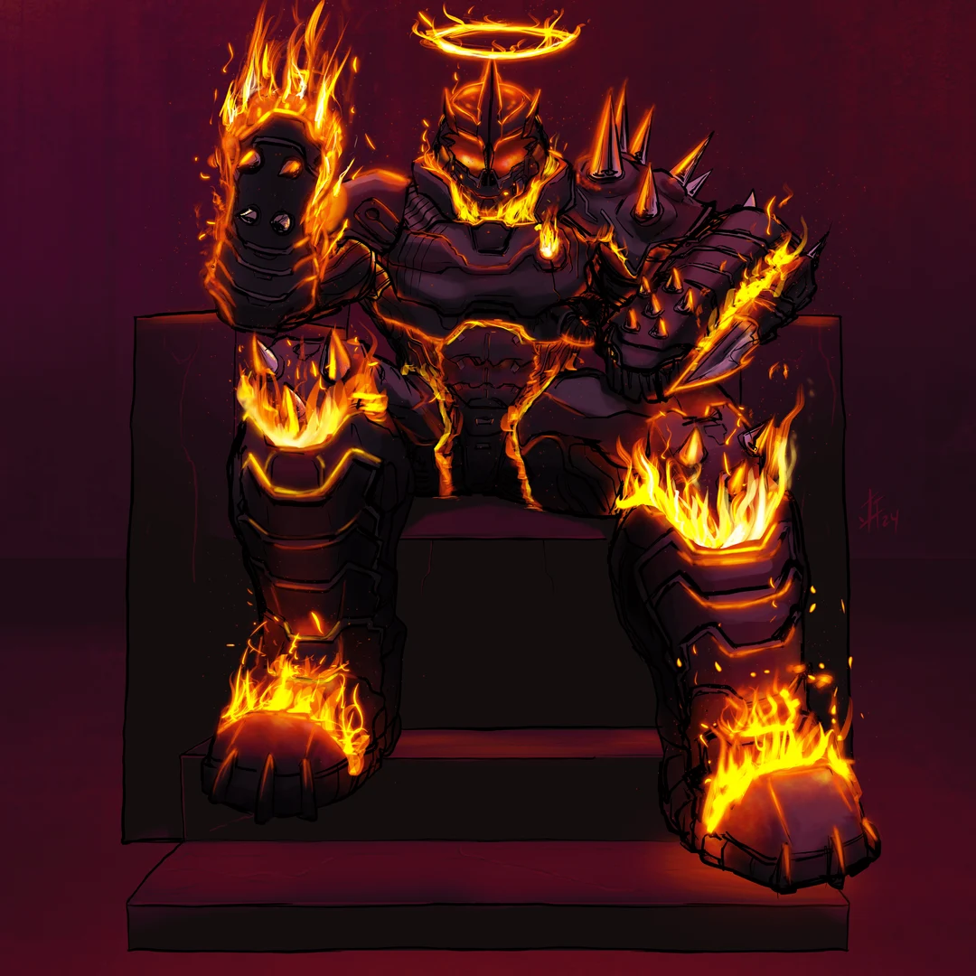 "God Complex," with Doom Slayer in the Deathpyre Armor. Pic by u/jshadow117 (JLGARCIA ART ...