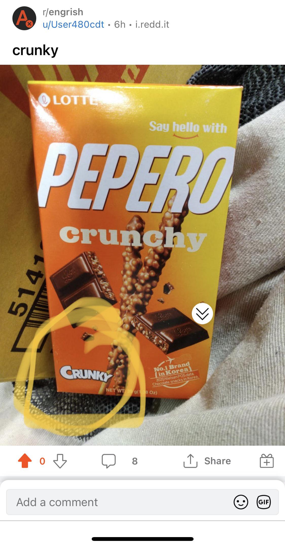 To post Engrish content (Crunky is a Korean chocolate brand) | Scrolller