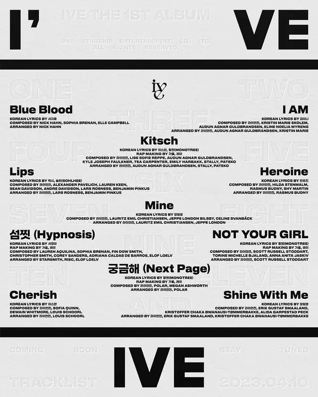 230402 IVE - 1st Album: I've IVE (Tracklist) | Scrolller