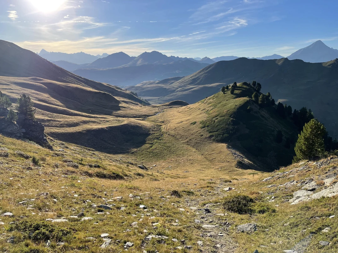 The rolling hills and mountains of the Cesana Torinese region in the western Italian alps [OC ...