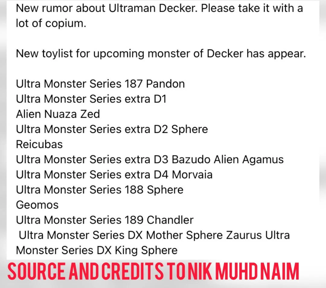 new decker toy list (kaiju & aliens) leaks | Scrolller