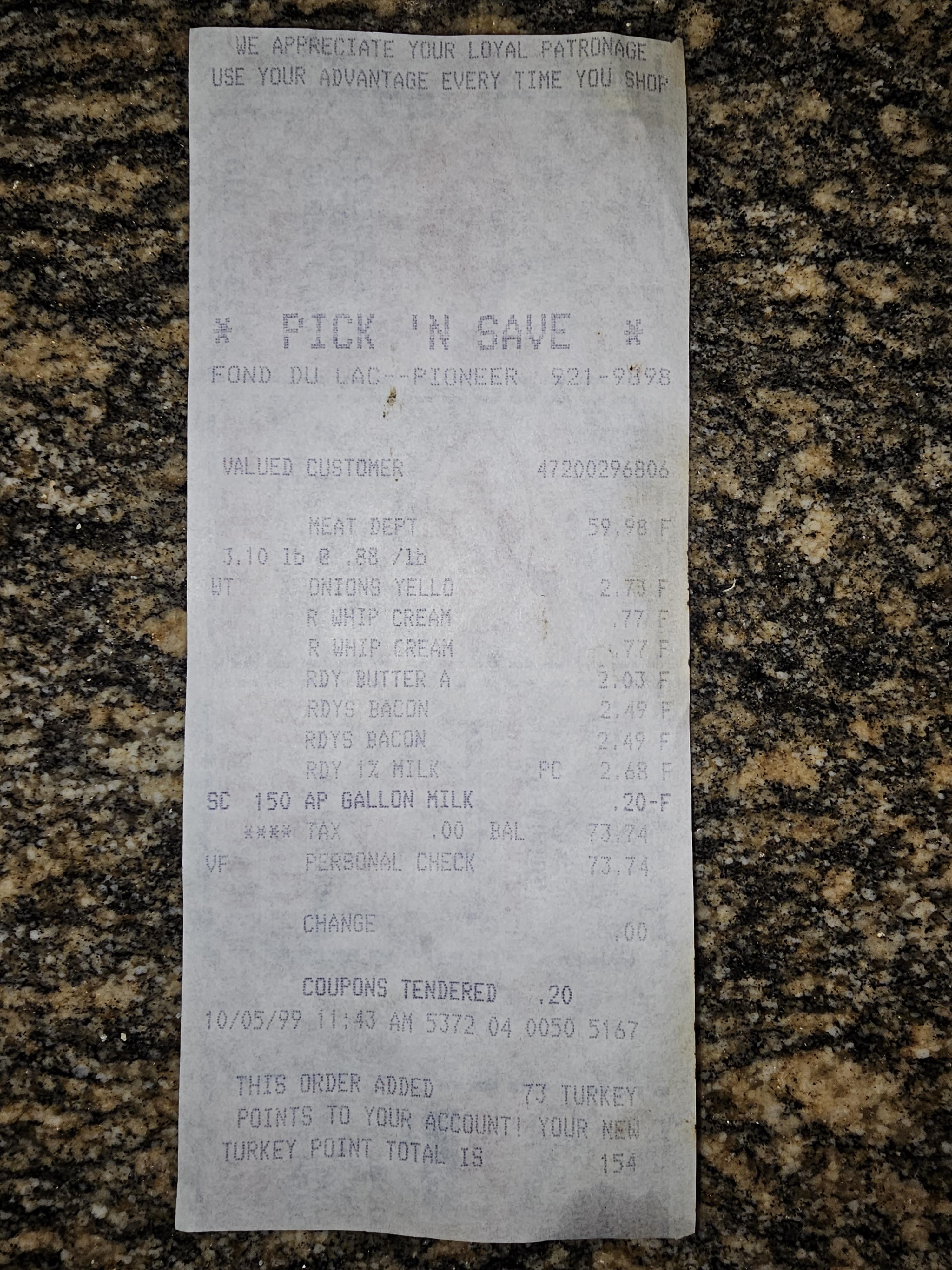This receipt from 1999 | Scrolller