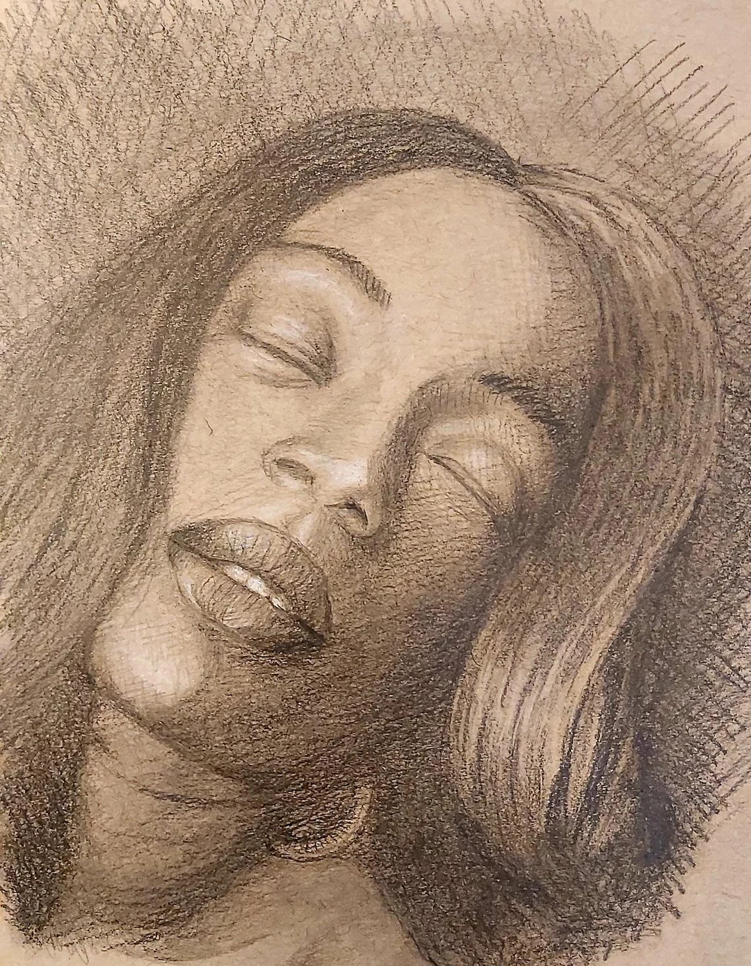 Portrait study, by SketchingSketchyGuy, Graphite and pastel on toned paper, 2024 | Scrolller