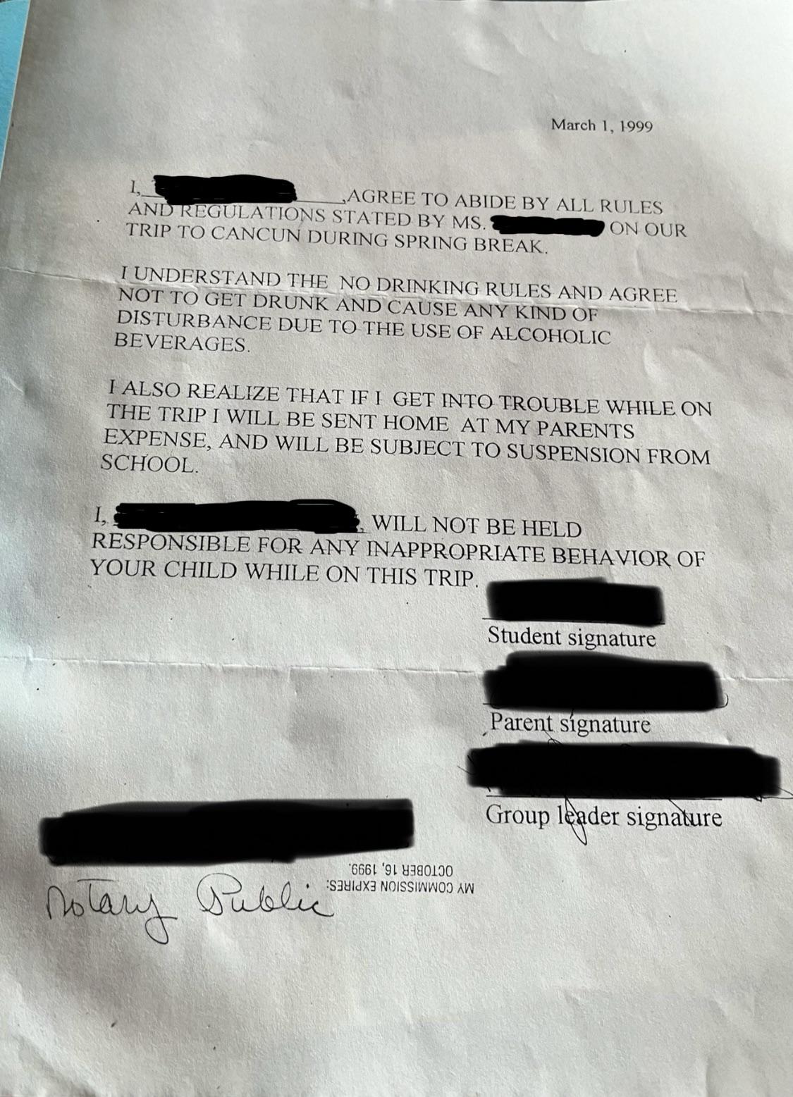 Spring break 99 permission form | Scrolller