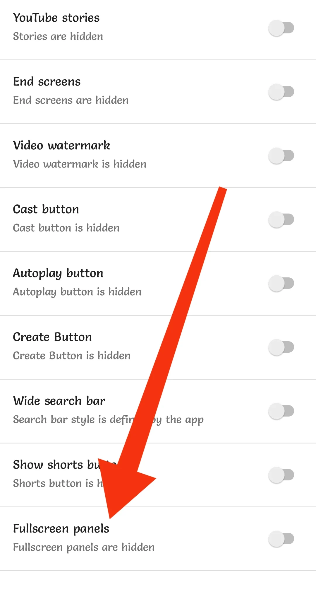 What is the fullscreen panels in the Layout setting? | Scrolller