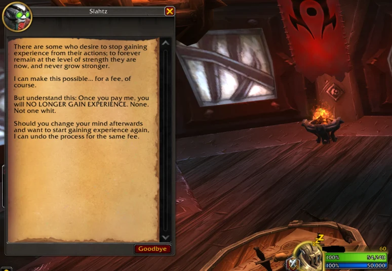 Lvl 60 Character can't turn off XP | Scrolller